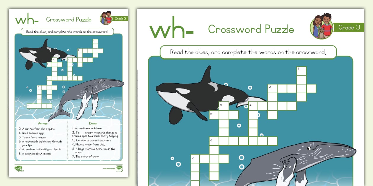 Grade 3 Phonics Crossword Puzzle wh- (Teacher-Made) - Twinkl