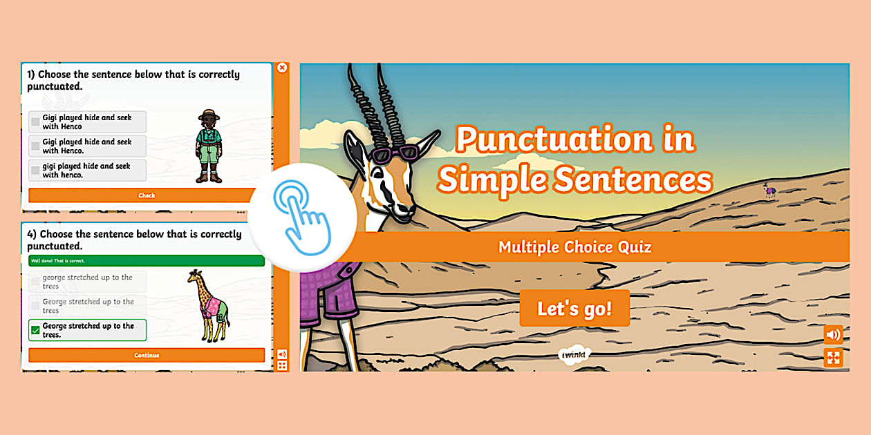 Punctuation in Simple Sentences KS1 English Quiz Game