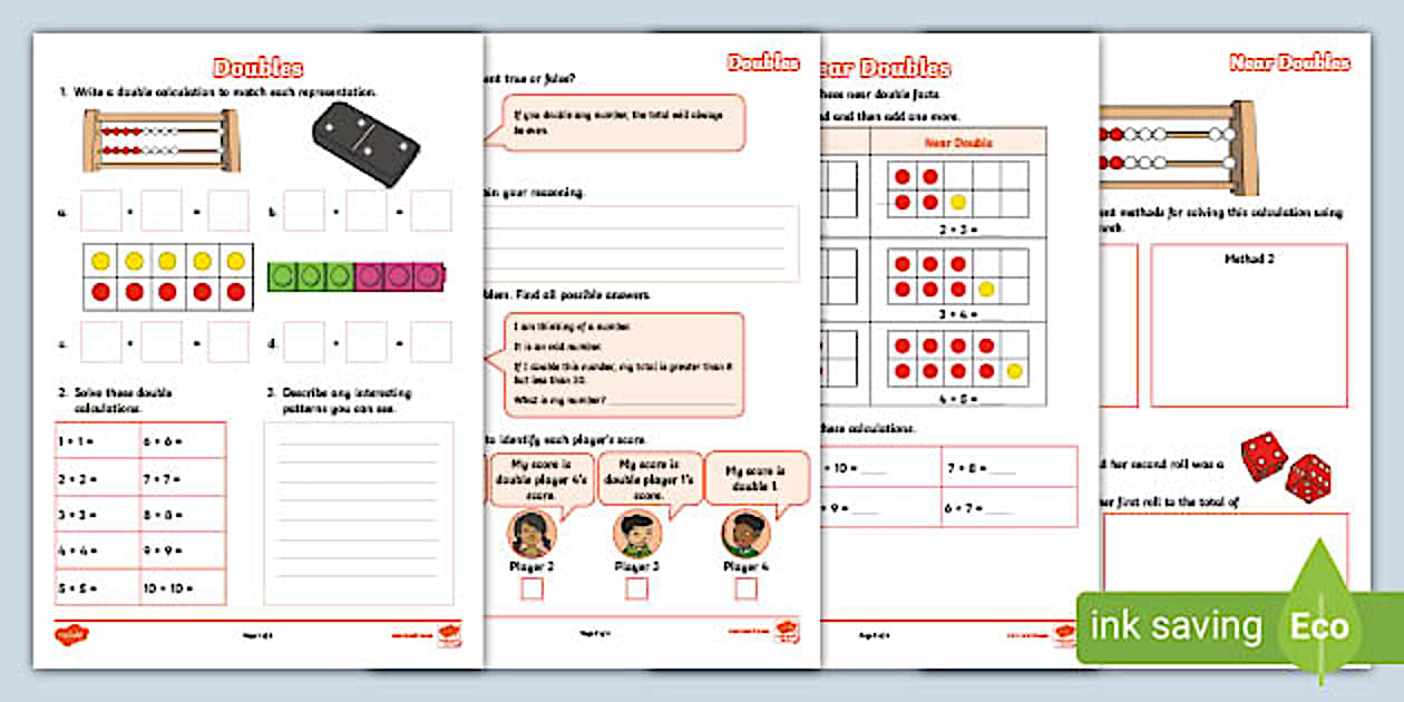 👉 KS1 Doubles and Near Doubles Activity Sheets - Twinkl