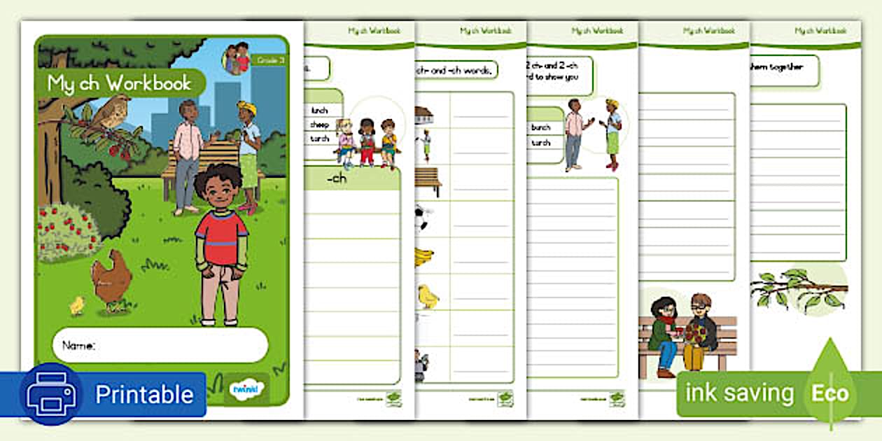 Grade 3 Phonics: ch- , -ch Workbook