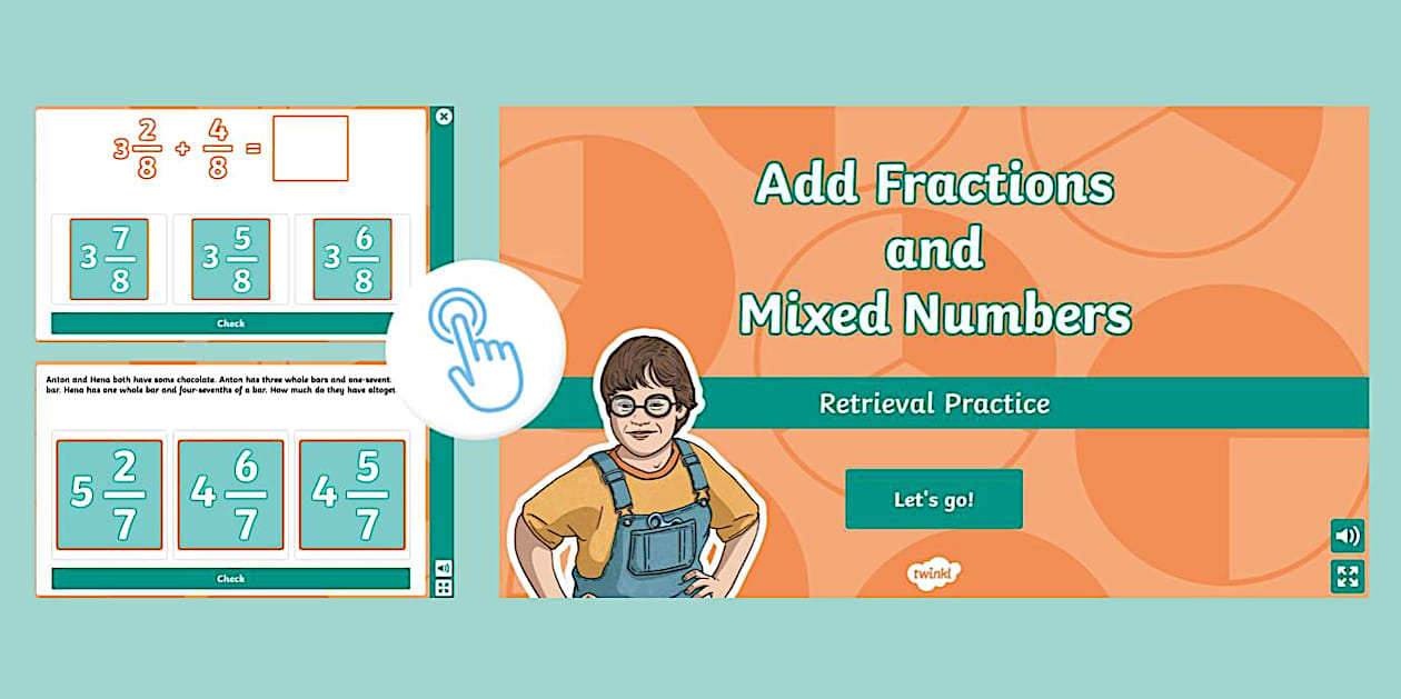 👉 Retrieval Practice: Add Fractions and Mixed Numbers Maths Interactive ...