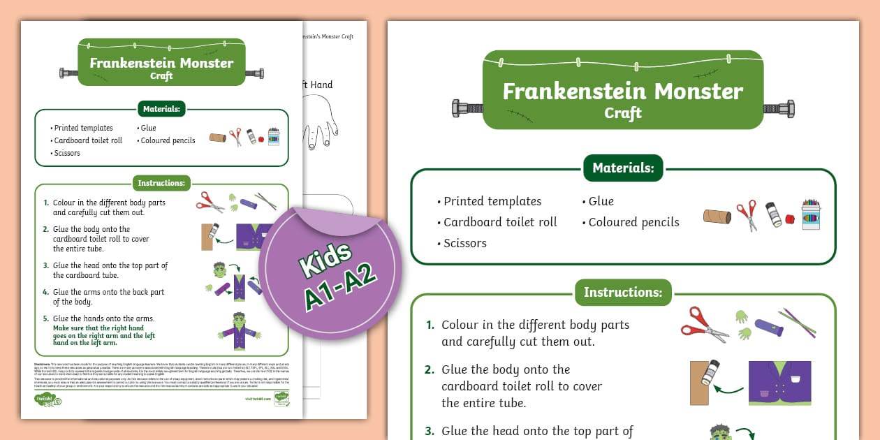 ESL Frankenstein Craft for Kids (teacher made) - Twinkl