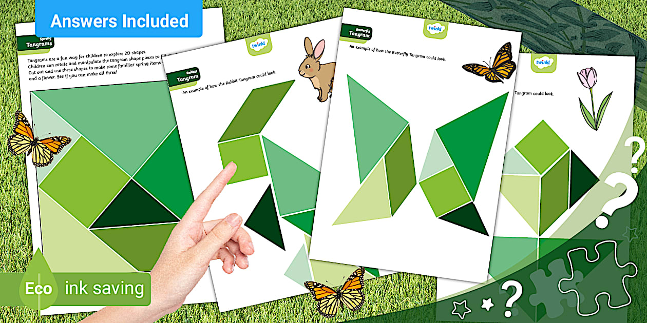 Spring Tangram - AL - Kids - Twinkl Puzzles - Twinkl