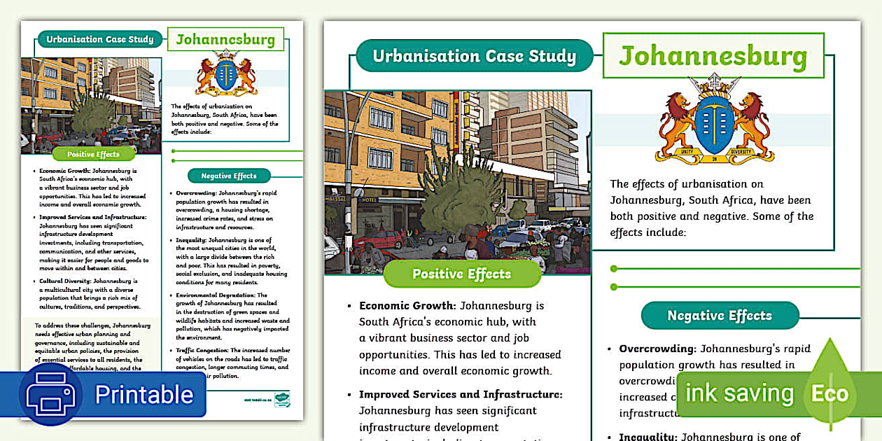 Urbanisation Case Study - Johannesburg (teacher made)