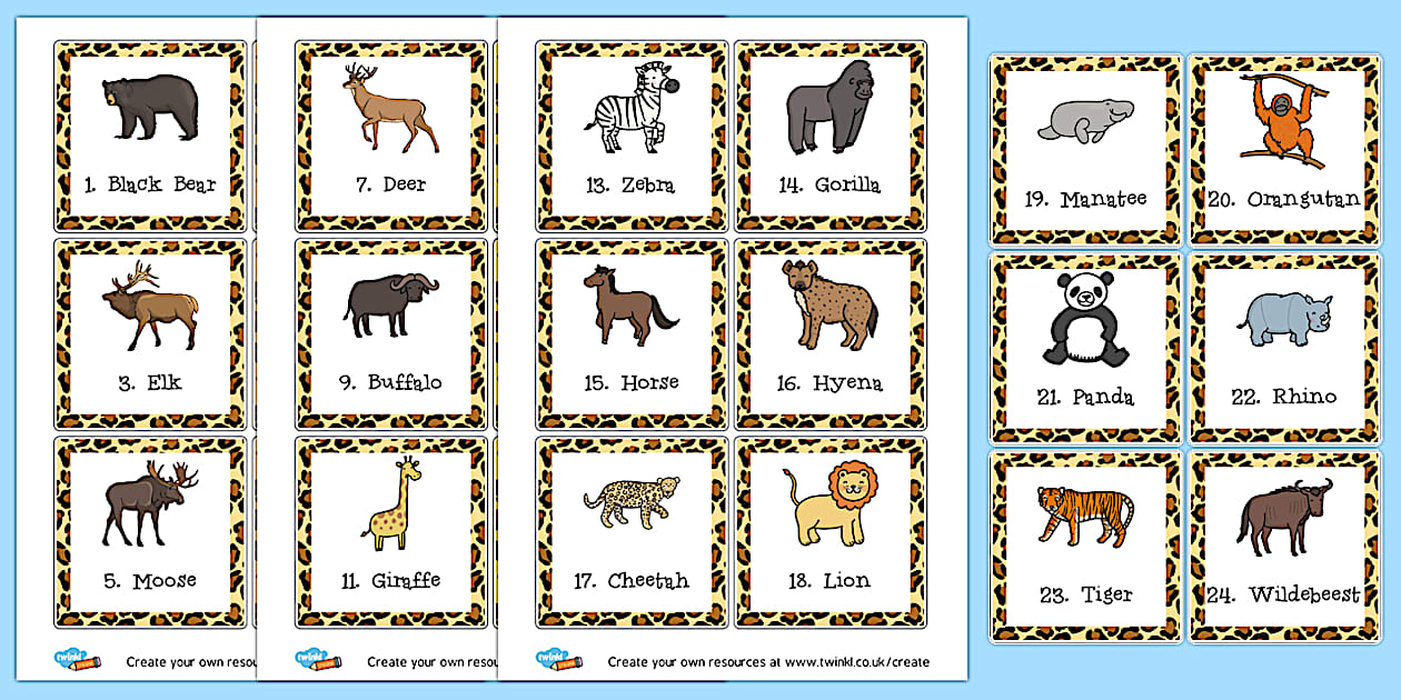 Animal Guess Who Game Cards - Teaching Resources - Twinkl