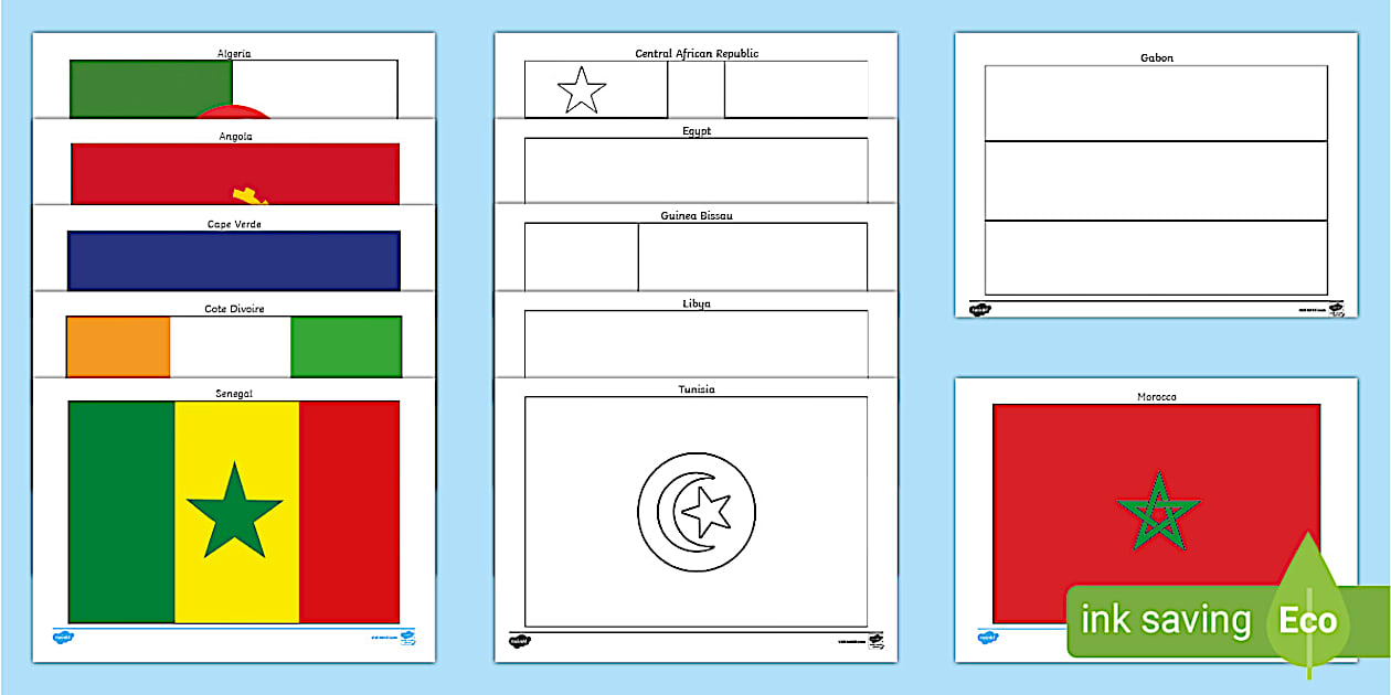 Africa Country Flag Posters and Colouring Display Pack