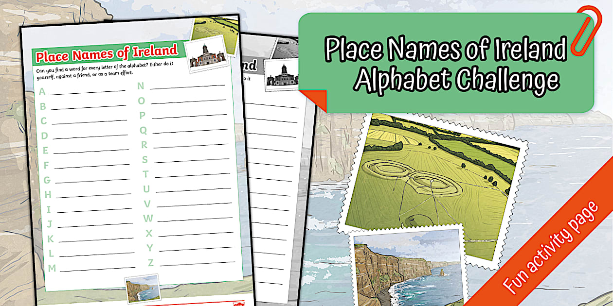 Place Names of Ireland Alphabet Challenge Worksheet