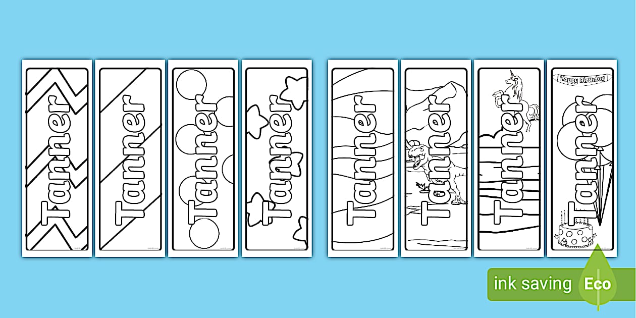 Tanner Name Simple Colouring Bookmarks (teacher made)