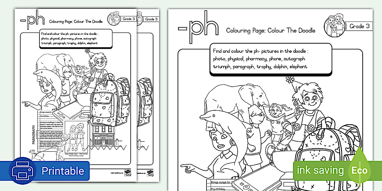 Grade 3 Phonics Colouring Page -ph (teacher made) - Twinkl