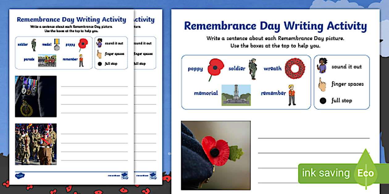 Remembrance Day Early Writing Activities - Twinkl