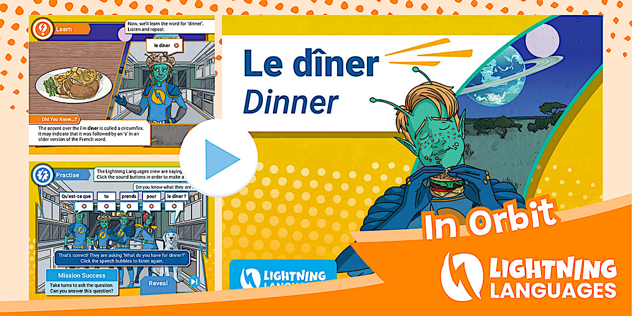 👉 Lightning Languages French In Orbit Mealtimes PowerPoint 3