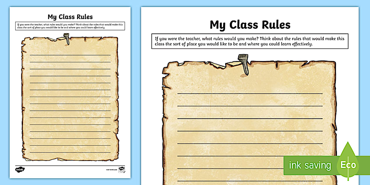 Editable Year 3 My Class Rules! Worksheet - Twinkl