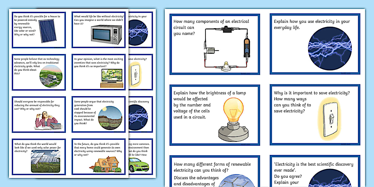 Science Conversation Cards - Electricity