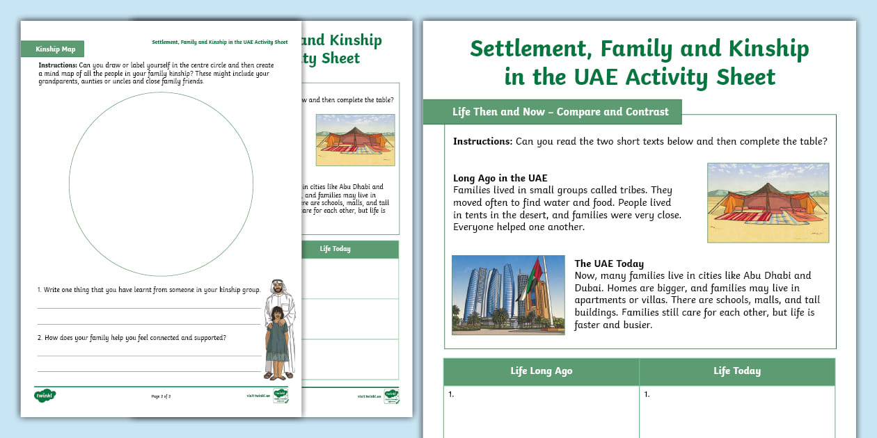 Settlement, Family and Kinship in the UAE KS2 Activity Sheet