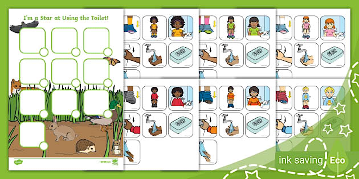 Animal-Themed Visual Tick List for Home Routines: Using the Toilet