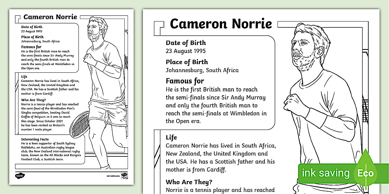 Cameron Norrie Fact File (professor feito) - Twinkl