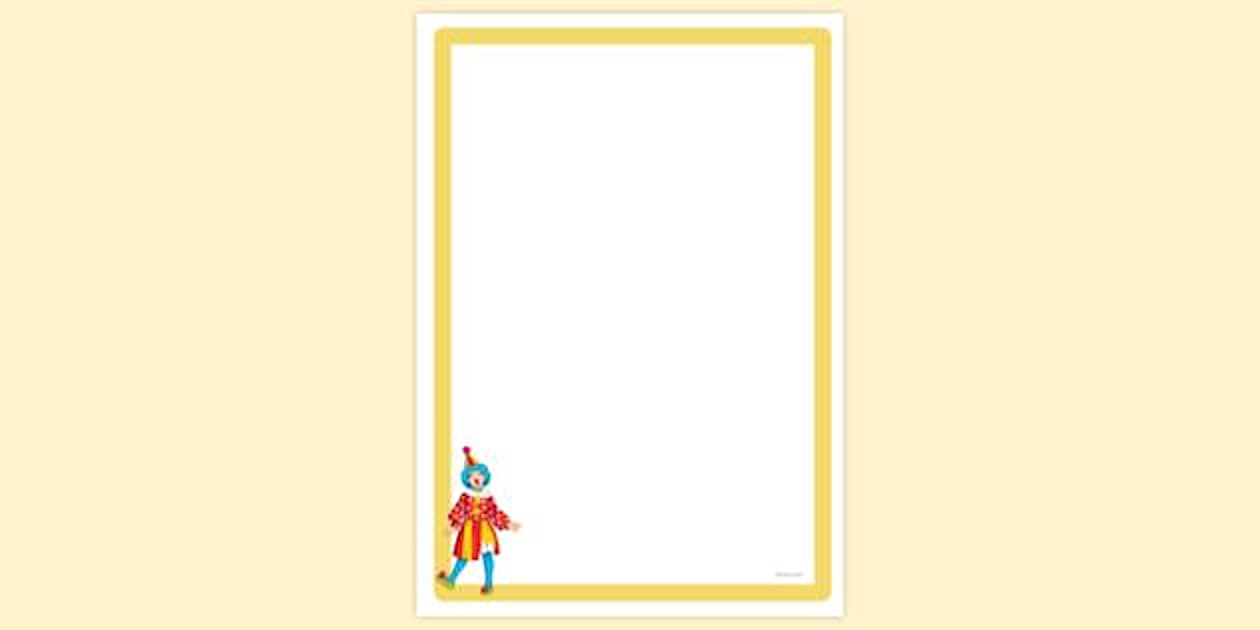 Simple Blank Clown Fancy Dress Page Border | Twinkl - Twinkl