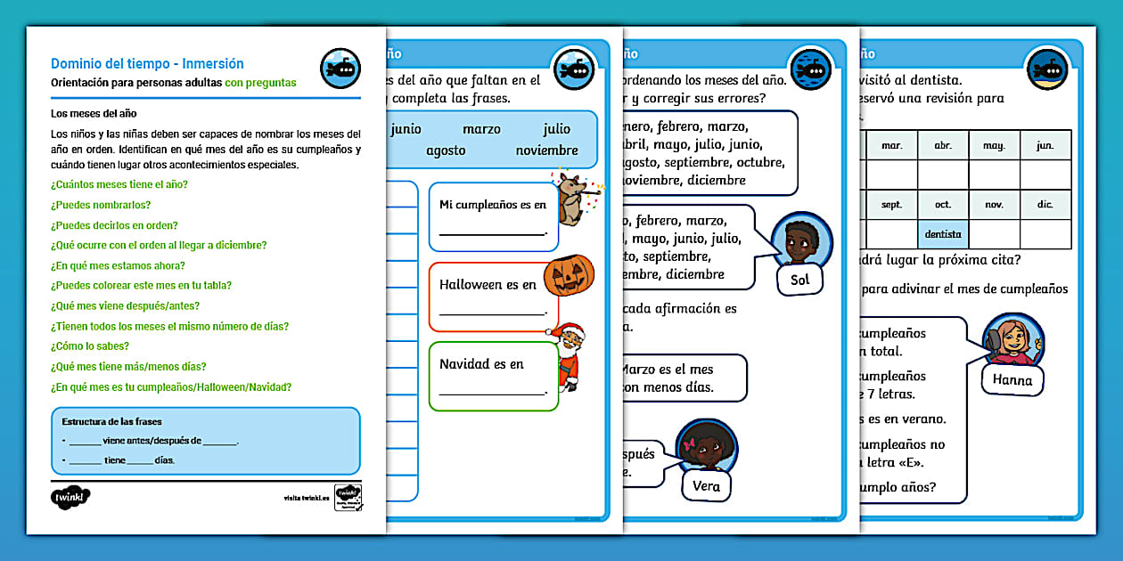 Dominio del tiempo en 1º de Primaria: Unidad 3 - Tarjetas de los meses ...