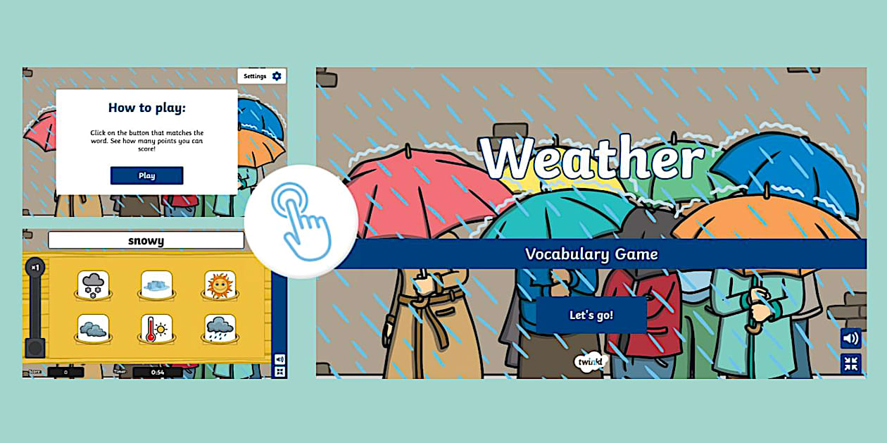 ESL Weather Press the Button Game [Kids, A1] (teacher made)