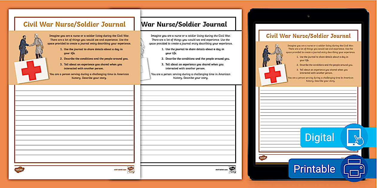 Eighth Grade Civil War Nurse/Soldier Journal Worksheet