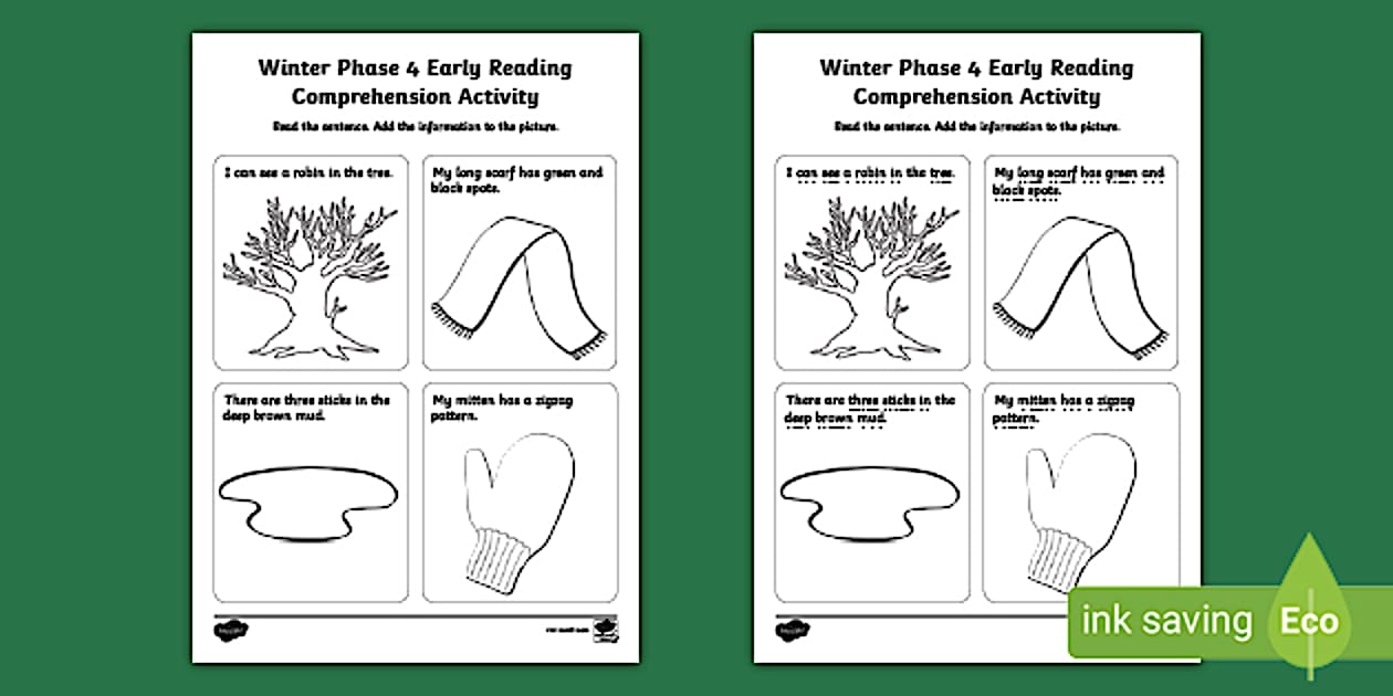 Winter-Themed Phase 4 Kindergarten Reading Comprehension Activity