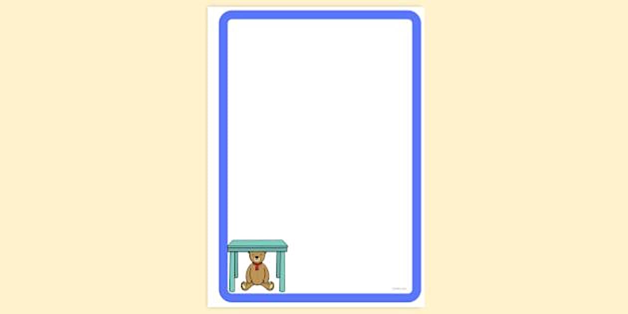 Teddy Under Table Page Border | Page Borders | Twinkl
