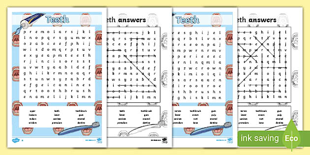 Teeth Word Search (teacher made) - Twinkl
