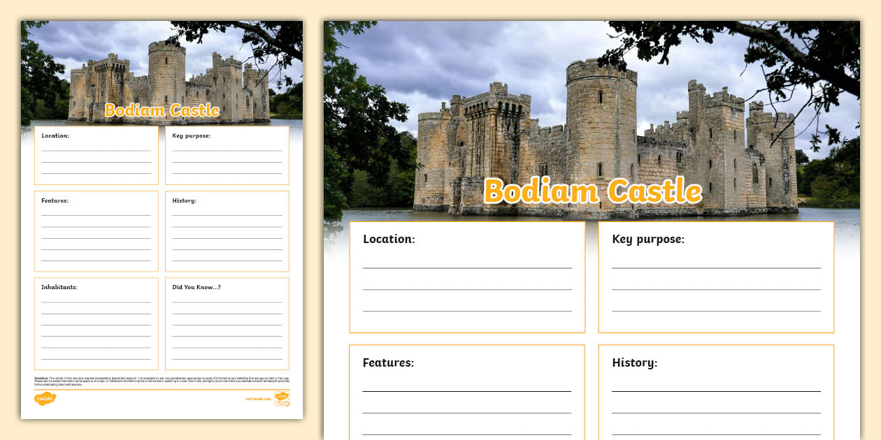 Bodiam Castle Fact File Template (teacher made) - Twinkl