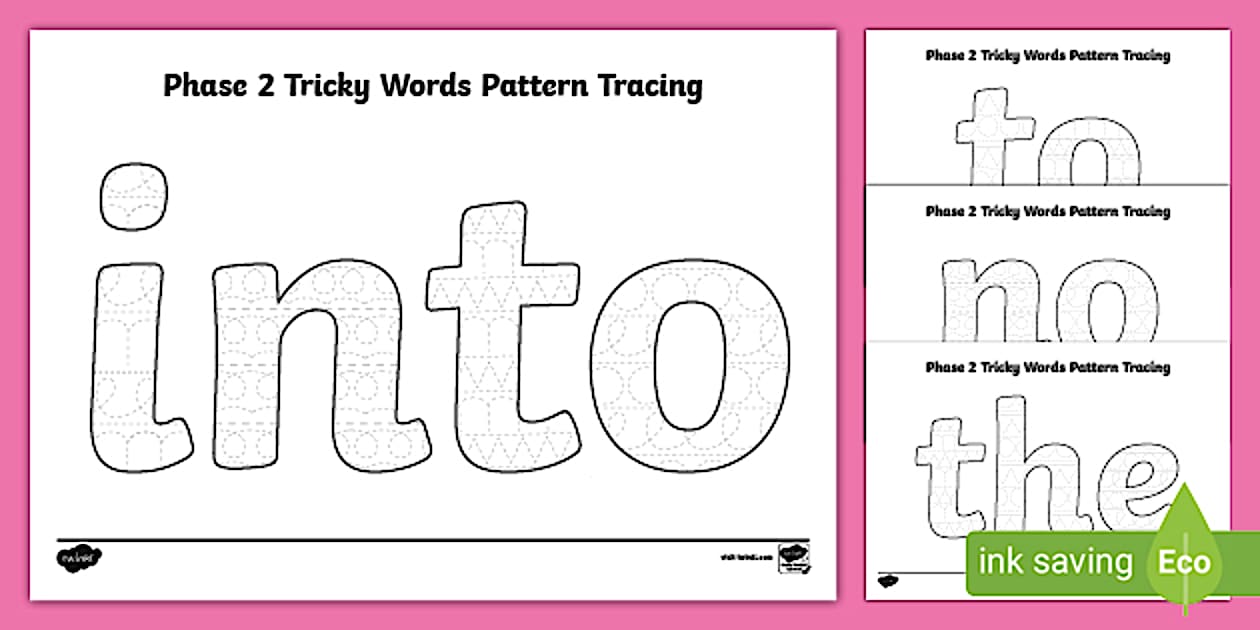 Phase 2 Tricky Words Pattern Tracing Activity - Twinkl