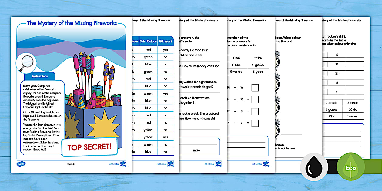 The Mystery of the Missing Fireworks Math Mystery Game