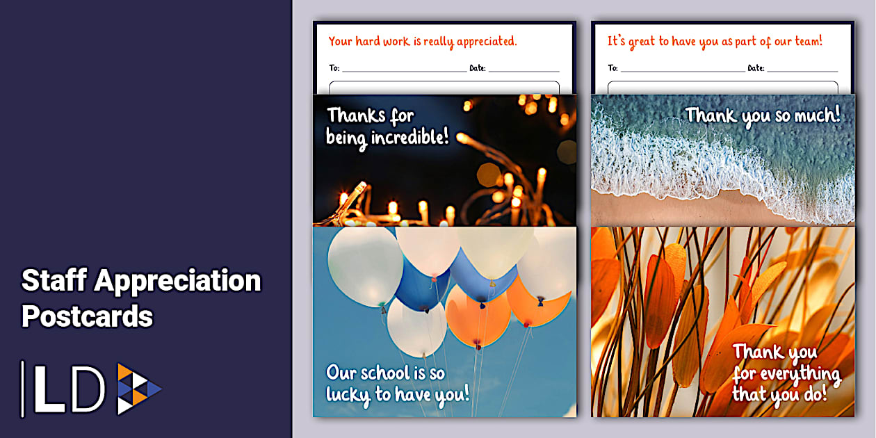 Staff Appreciation Postcards - Leaders - Wellbeing - Twinkl