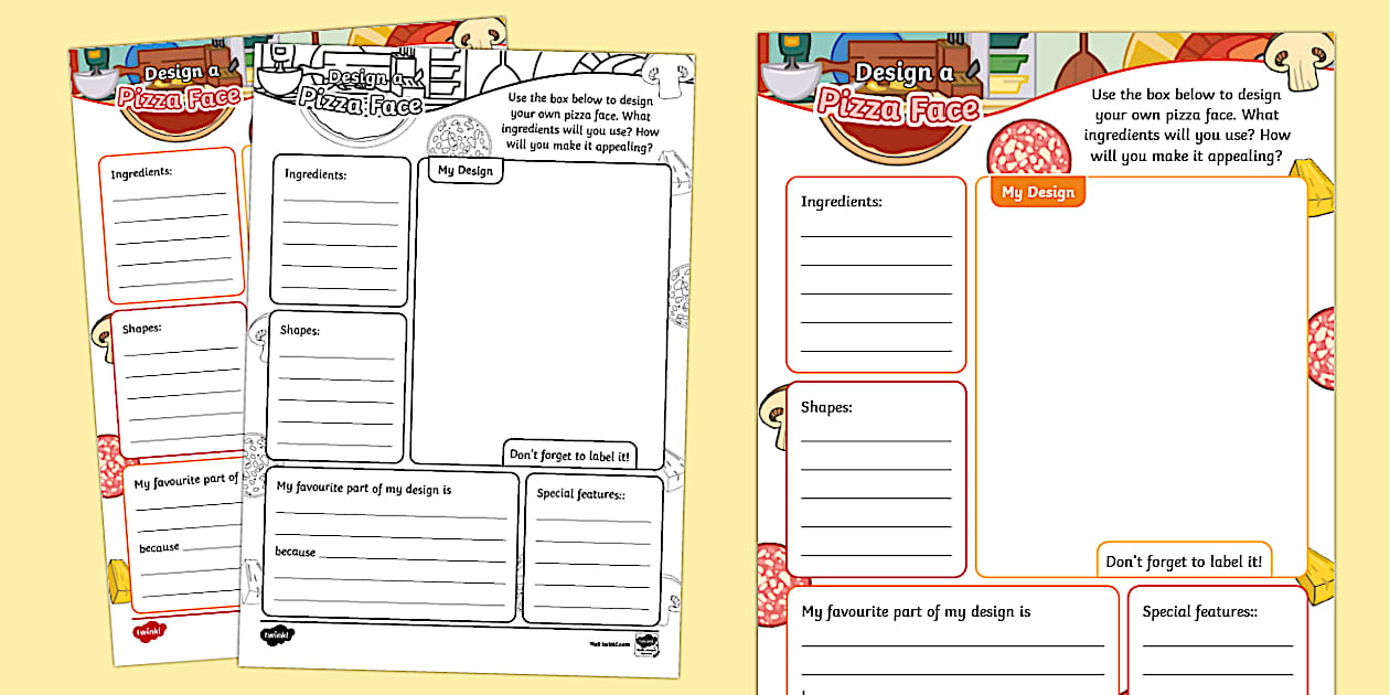 Design a Pizza Face Worksheet (teacher made) - Twinkl