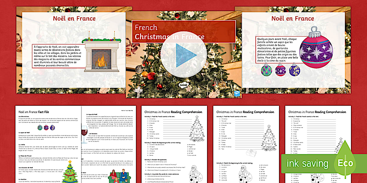 Christmas in France Differentiated Reading Comprehension Activity French