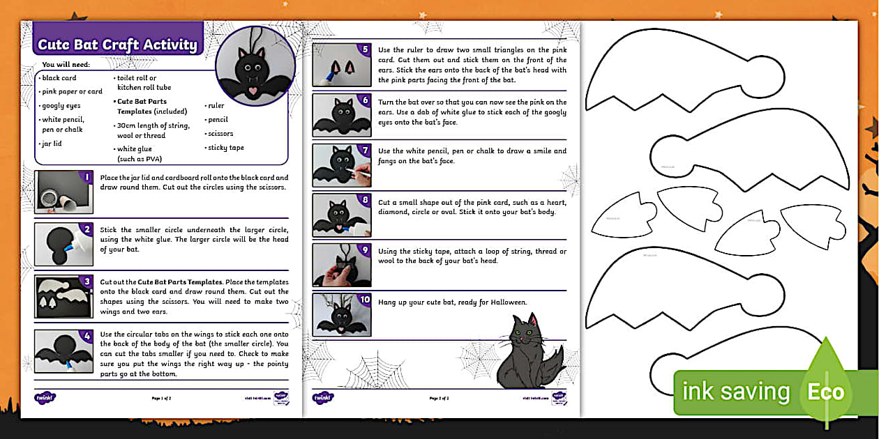 Cute Halloween Bat Craft Activity - KS1 Craft Instructions
