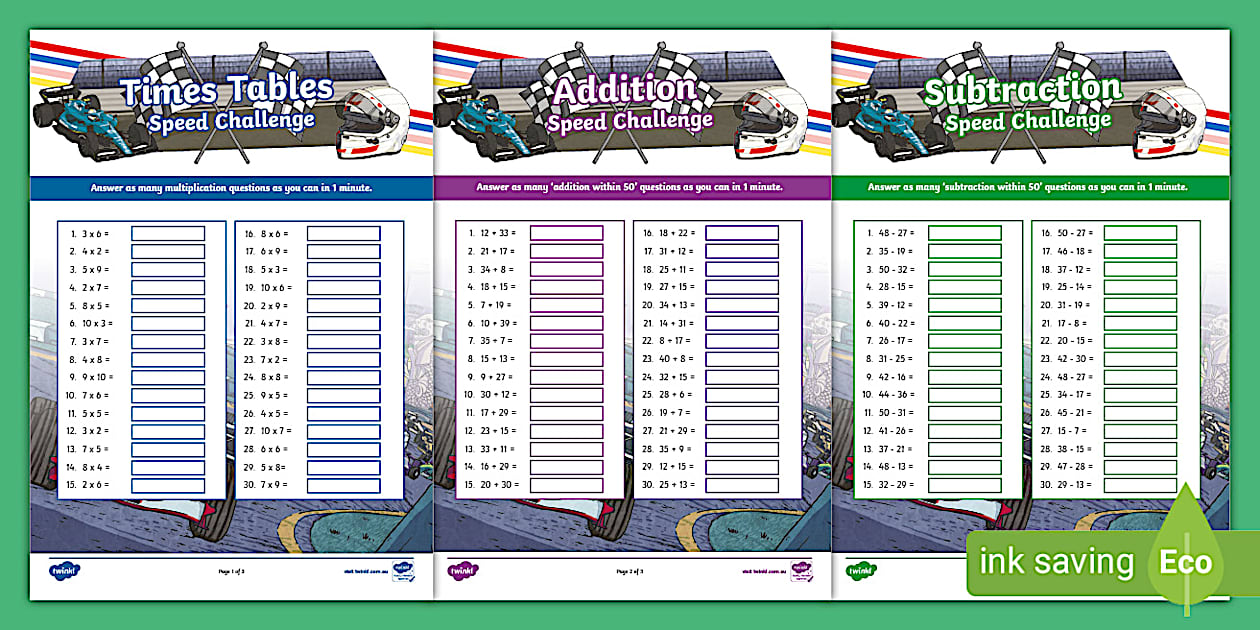 World Maths Day Speed Challenge Sheets (teacher made)