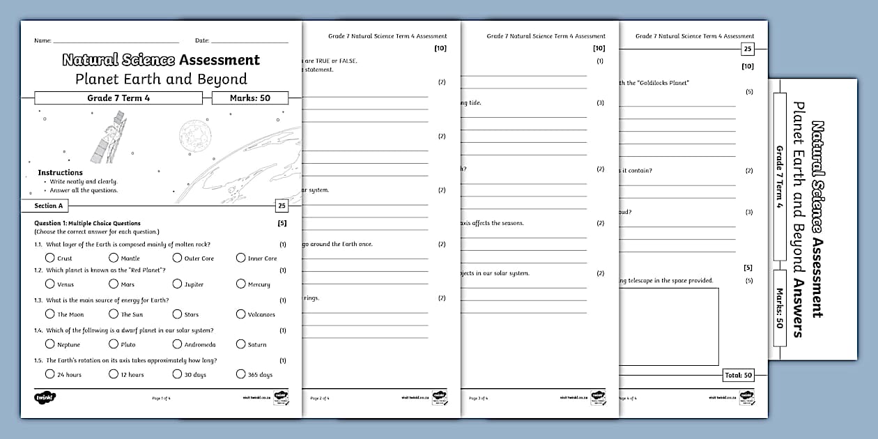 Grade 7 NS - Term 4 - Planet Earth and Beyond Test - Twinkl