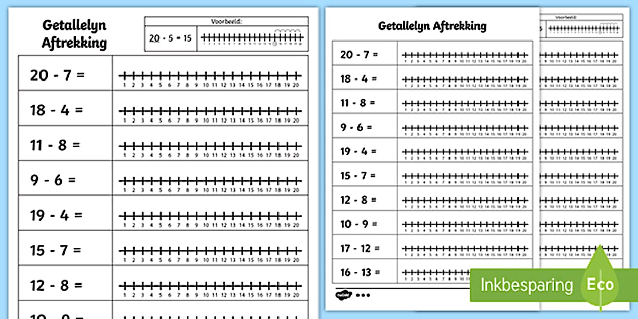 Getallelyn Aftrekking Aktiwiteit (teacher made) - Twinkl