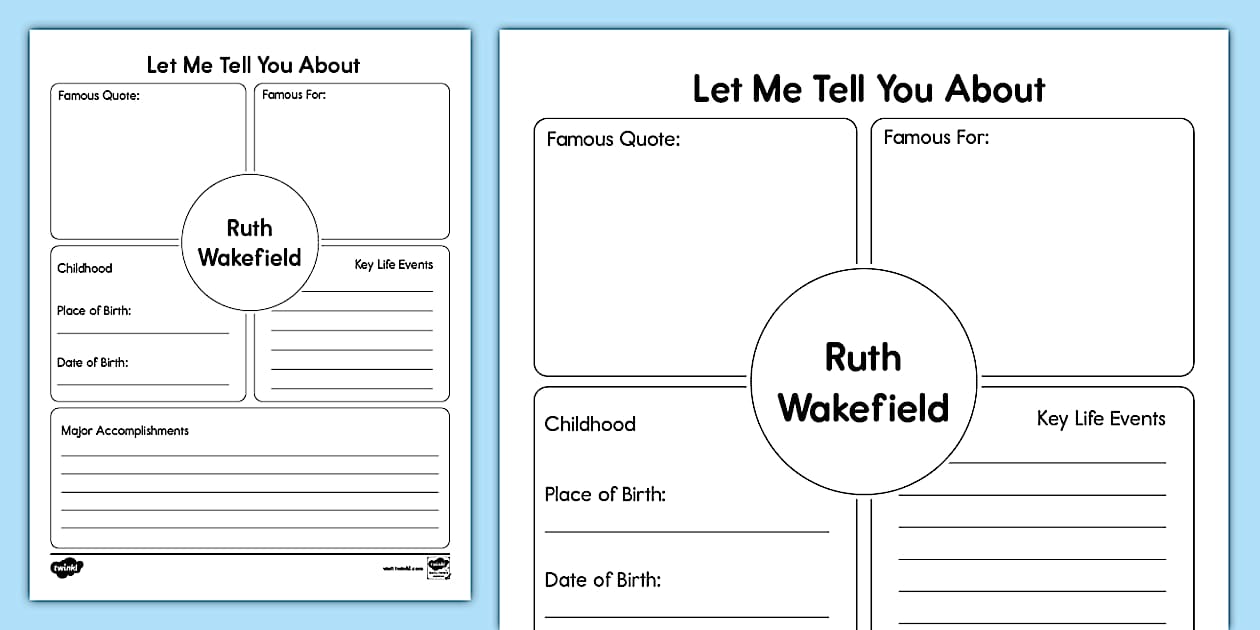 Let Me Tell You About Ruth Wakefield Biography Worksheet