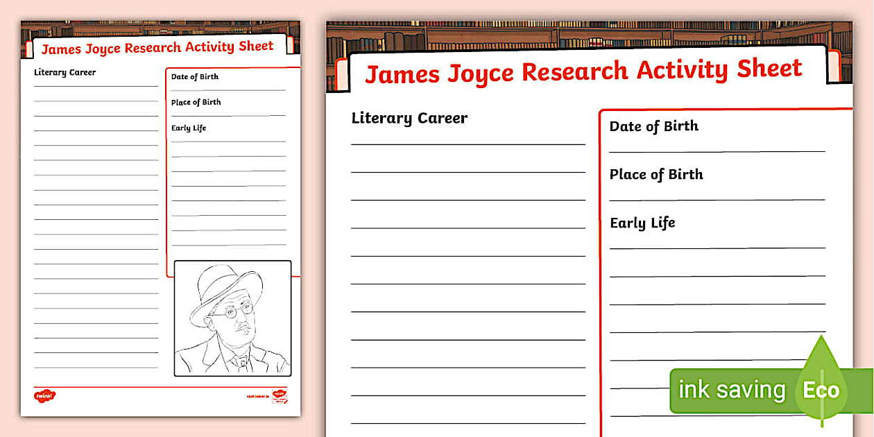 James Joyce Research Activity Sheet (Teacher-Made) - Twinkl