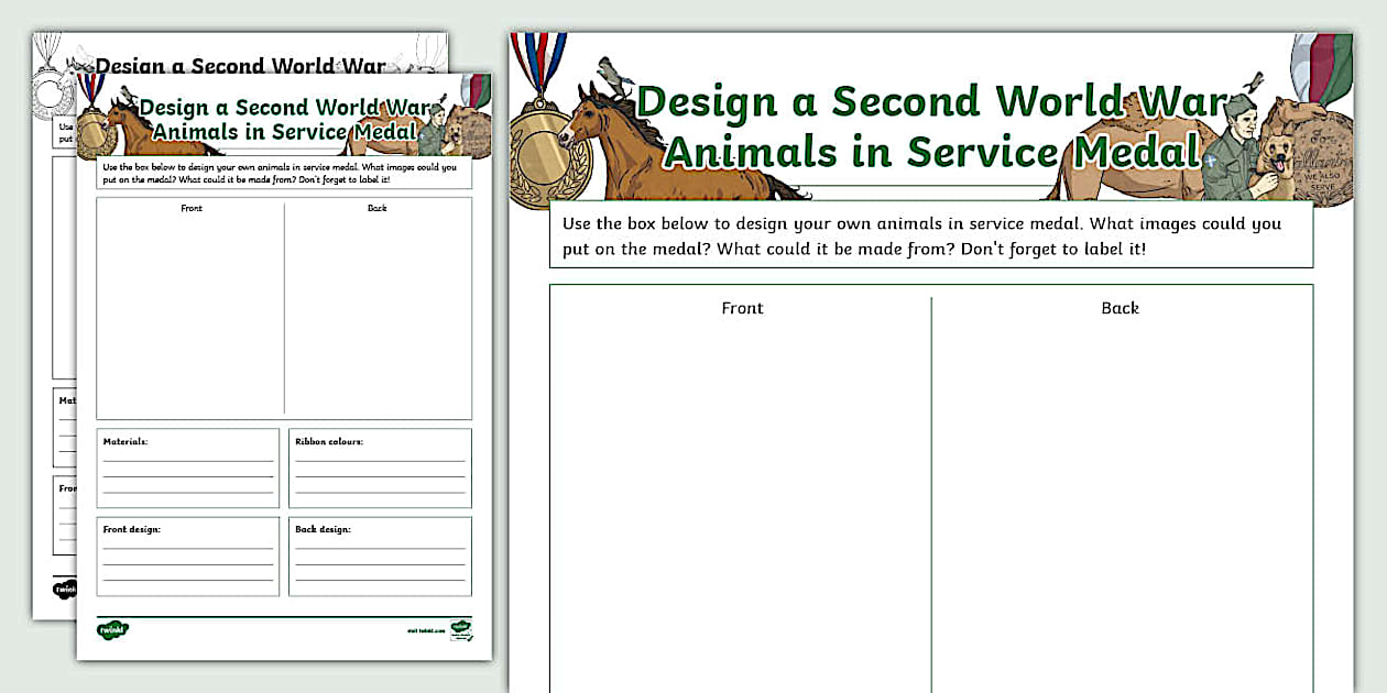 Design a Second World War Animals in Service Medal Worksheet