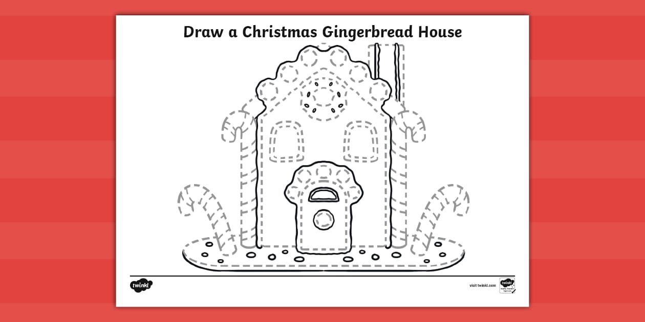 Christmas House Drawing Pencil Control Activity | Kindergarten