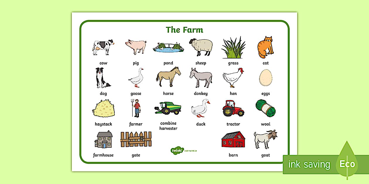The Farm Word Mat (teacher made) - Twinkl