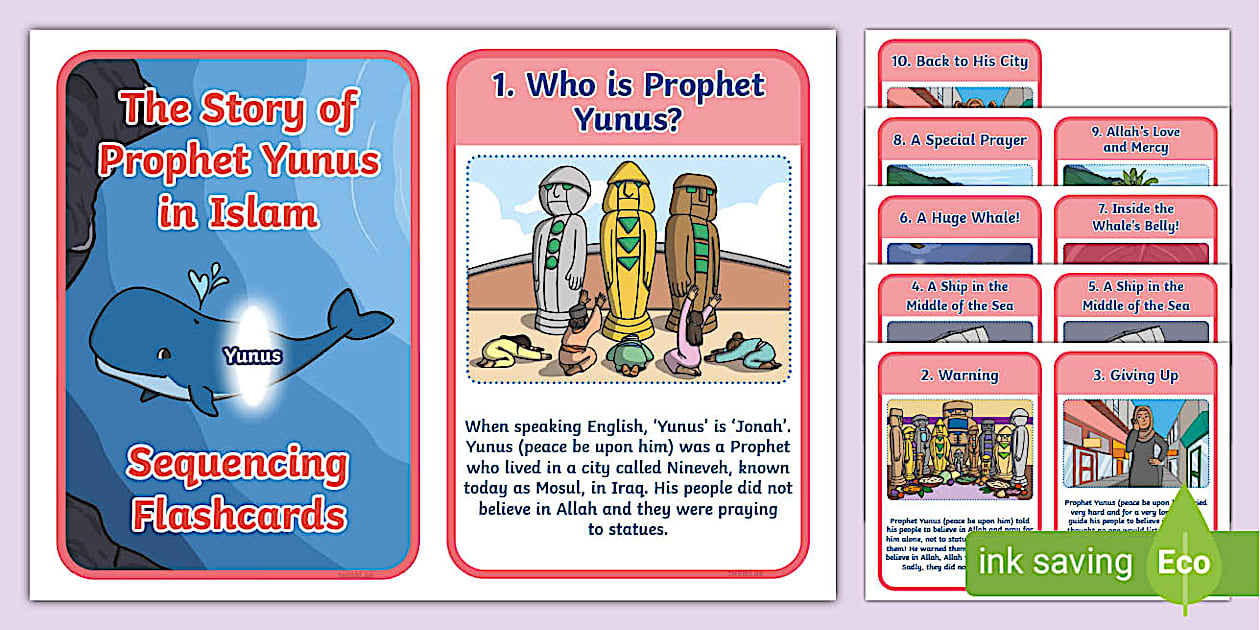 The Story of Prophet Yunus in Islam Sequencing Flashcards