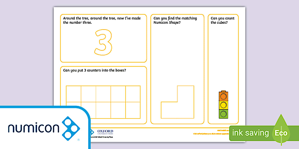 All About Number 3 Activity Mat with Numicon Shapes - Twinkl