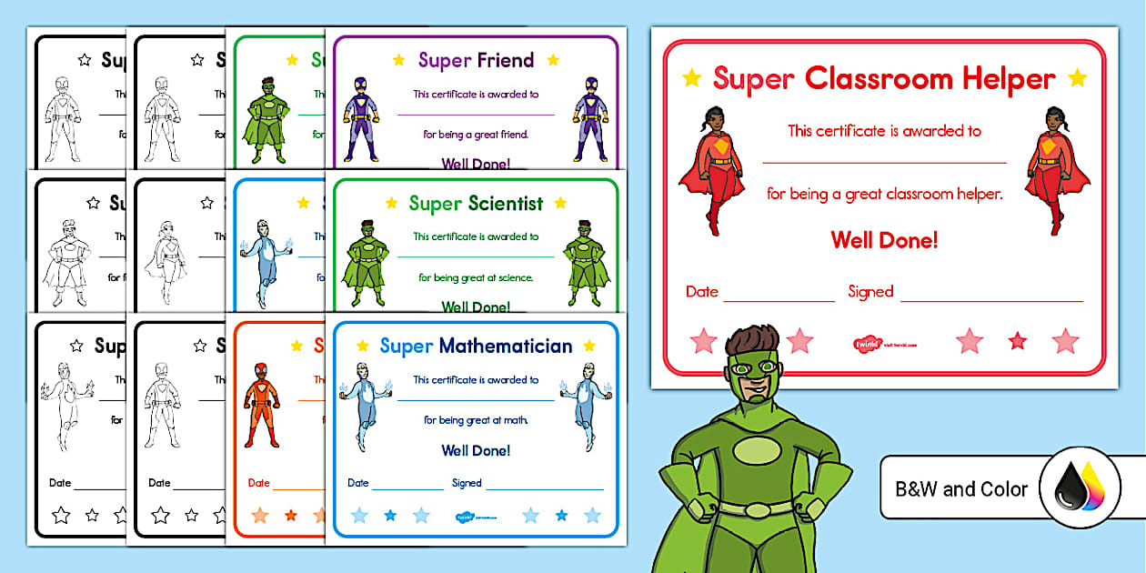 Editable End of Year Super Student Certificates - Twinkl
