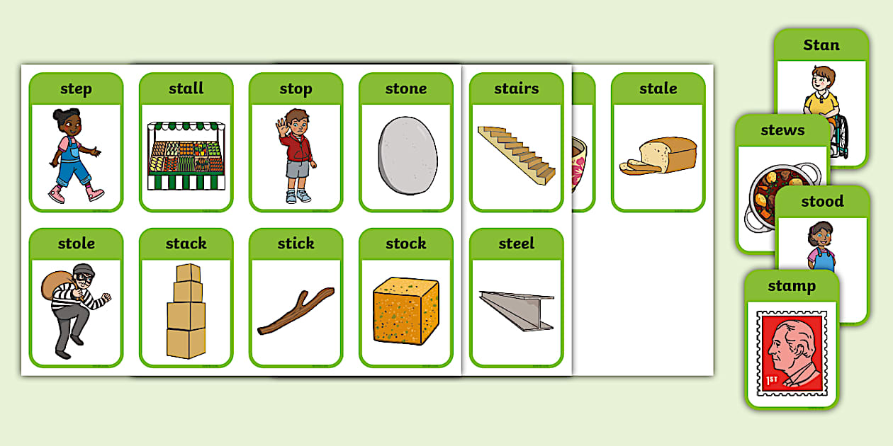 Initial 'st' Blend Flash Cards (teacher made) - Twinkl