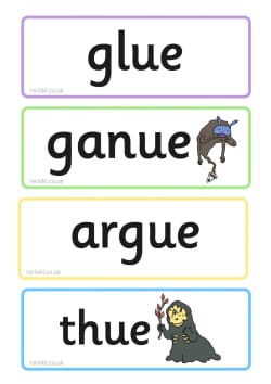 Phase 5 Words with ue in them - Sound Flashcards Real and Nonsense Words