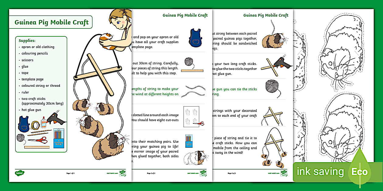Guinea Pig Mobile Craft (Teacher-Made) - Twinkl