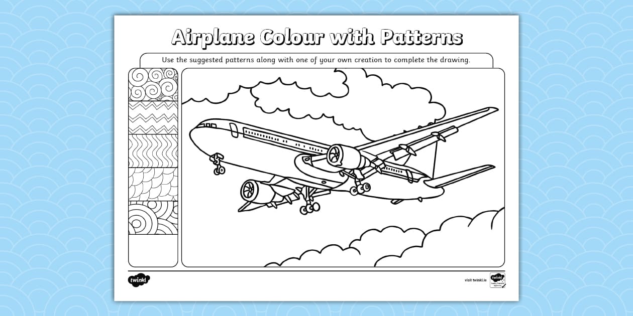 Airplane Colour with Patterns Activity (teacher made)