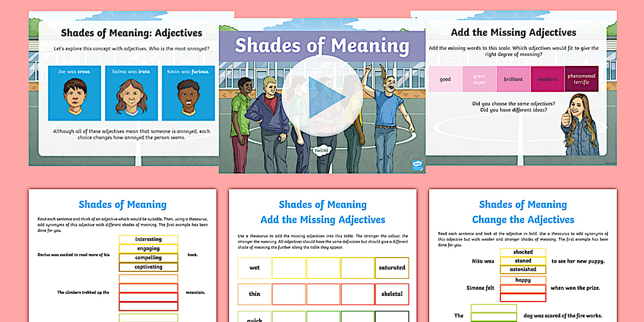 Adjectives Shades of Meaning Activity Pack - Twinkl